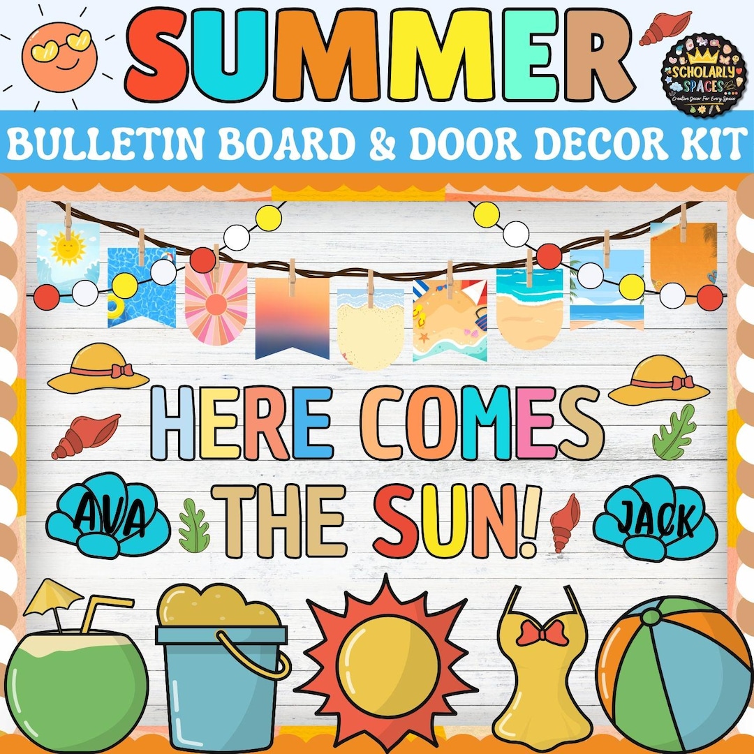 Here Comes the Sun Summer Bulletin Board and Door Decor Kit | End of ...