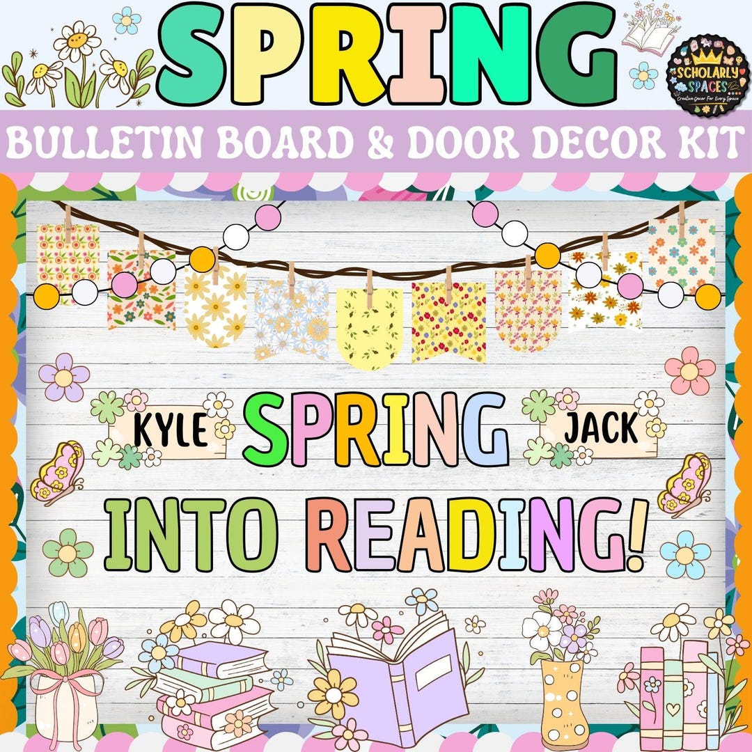 Spring Into Reading Bulletin Board Kit | Classroom Library Decor ...