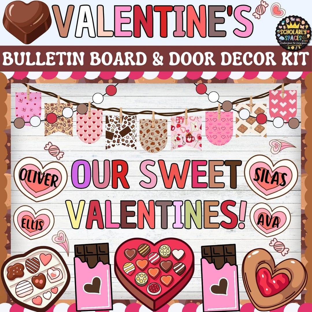 Valentine’s Day Bulletin Board and Door Decor Kit – Chocolate and ...
