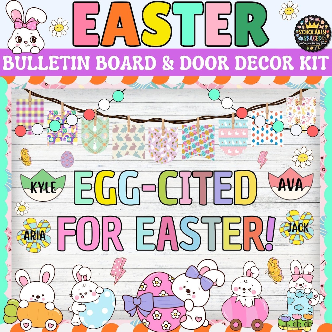 Easter Bulletin Board Kit | Egg-cited for Easter Classroom Decor - Etsy
