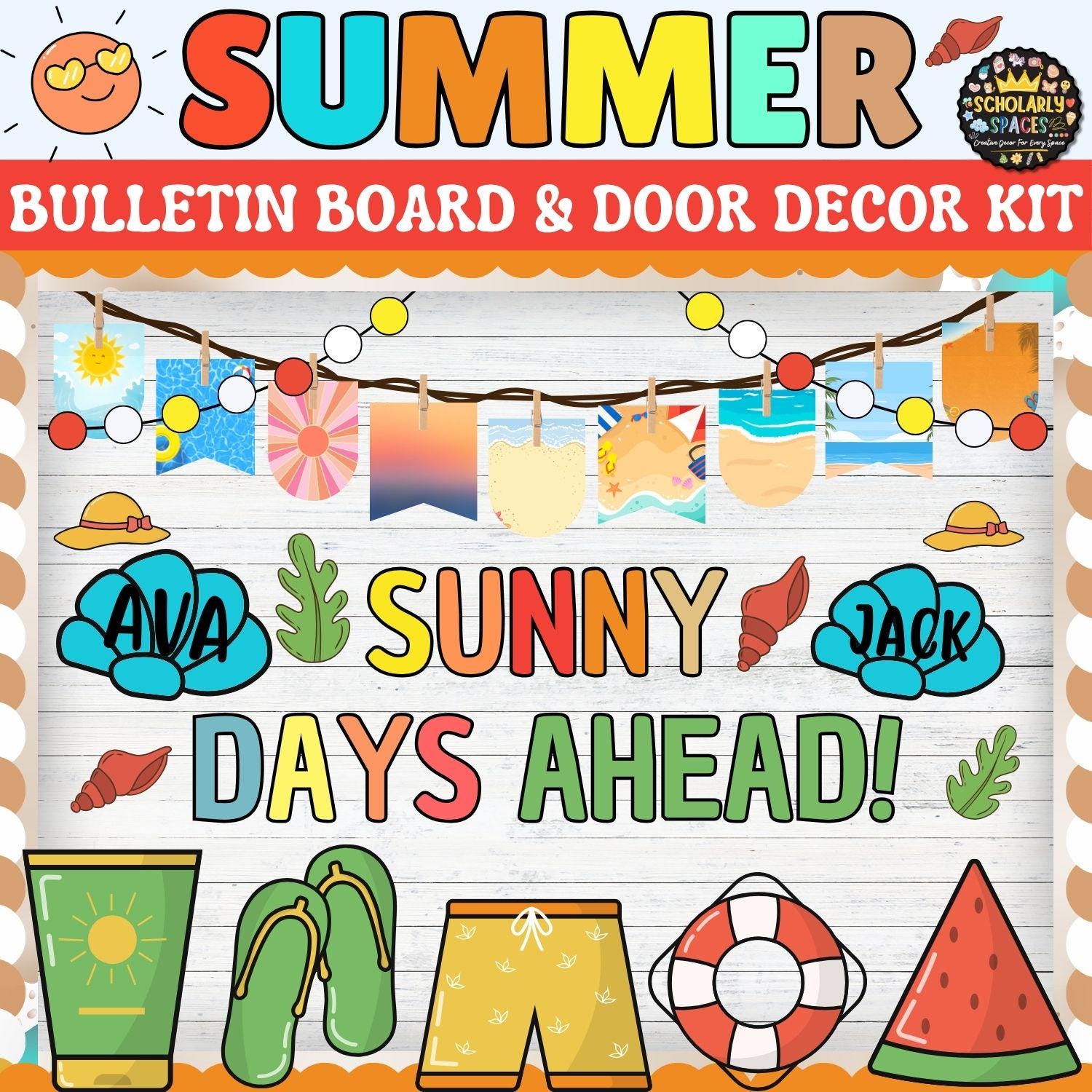 Here Comes the Sun Summer Bulletin Board and Door Decor Kit | End of ...