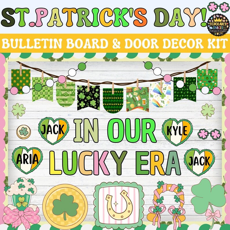 St. Patrick’s Day Bulletin Board and Door Decor Kit, Our Class Sham ...