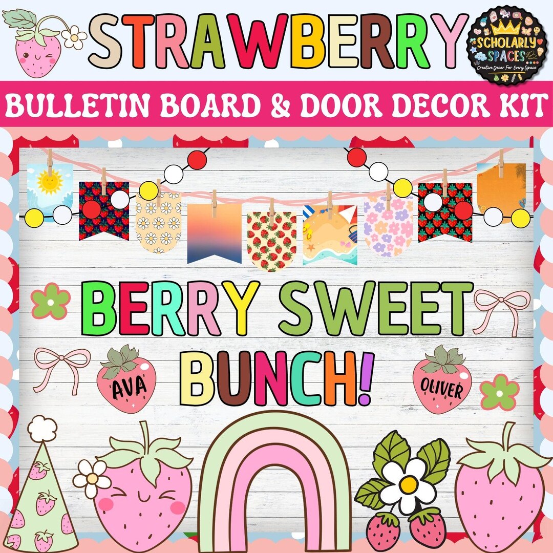 Strawberry Bulletin Board Kit | Berry Sweet Classroom Decor | Summer ...