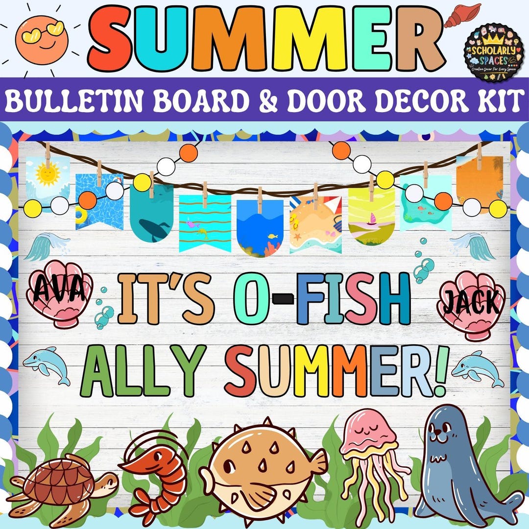 O-fish-ally Summer Bulletin Board Kit | Ocean Classroom Decor | Under ...