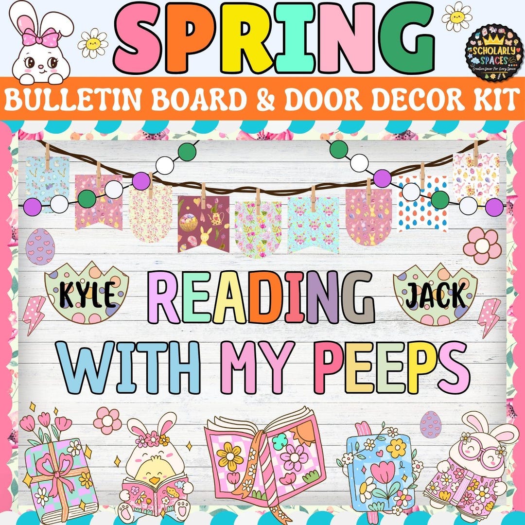 Spring Reading Bulletin Board Kit | Easter Classroom Decor (digital ...
