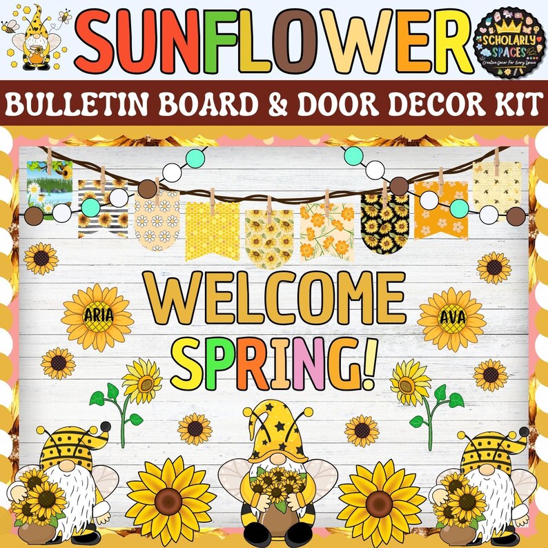 Sunflower Bulletin Board Kit | Spring Classroom Decor (digital Download ...