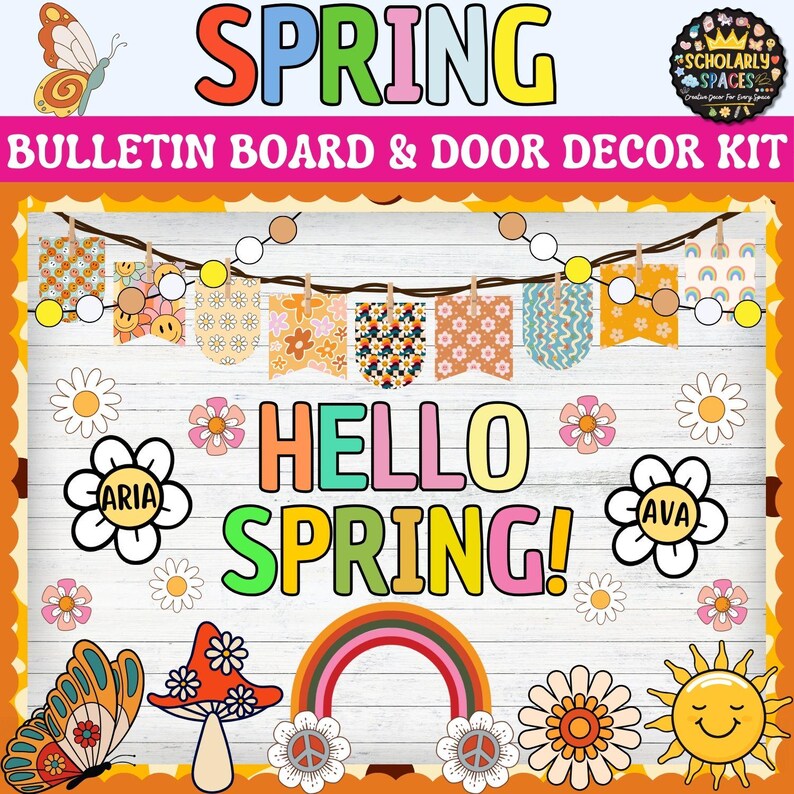 Retro Spring Bulletin Board Kit Here Comes the Sun Classroom Decor - Etsy