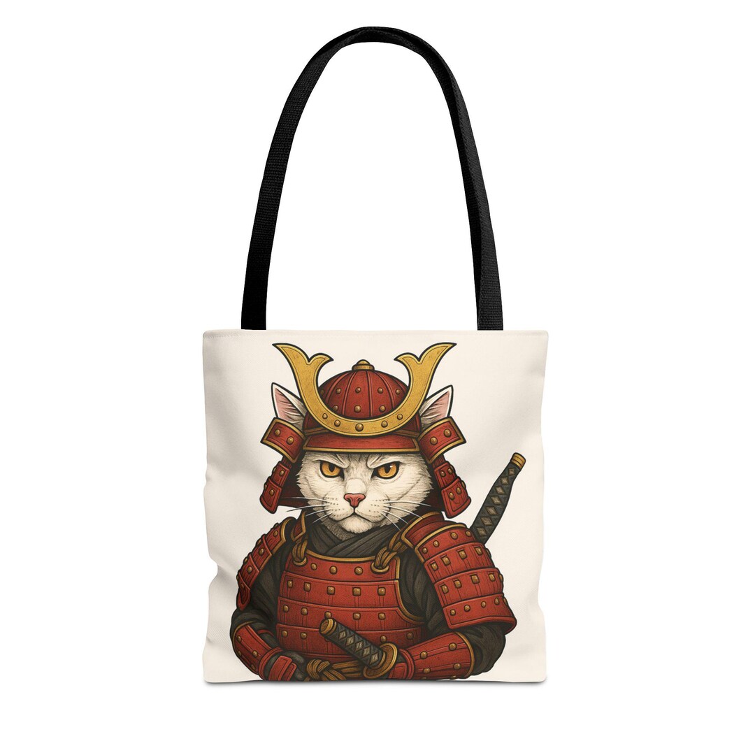 Samurai Cat Tote Bag | Furry Art, Serious Expression - Etsy