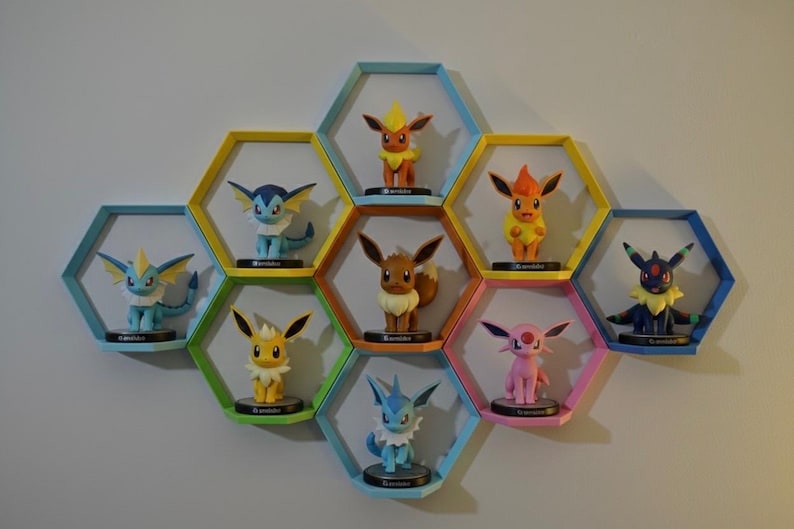 Hexagon Wall Shelf Display, Honeycomb Shelf, Amiibo and Figure Display ...