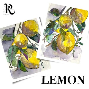 Lemons in Capri Vol. 1 \\ Mixed Media Watercolor and Ink Original - Etsy