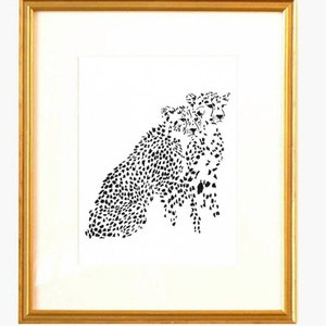 2 Cheetahs - Ink Sketch, Ink Drawing, Pen and Ink, Black and White ...