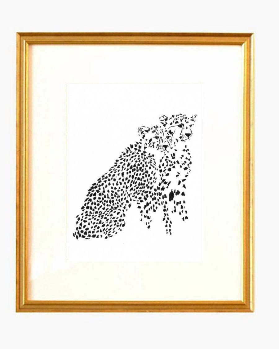 2 Cheetahs - Ink Sketch, Ink Drawing, Pen and Ink, Black and White ...