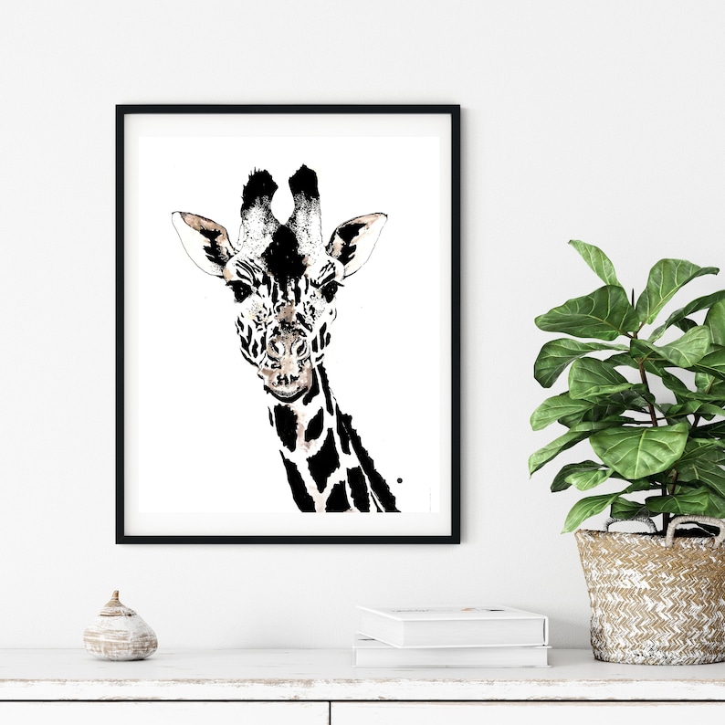 Giraffe Face Ink Sketch Ink Drawing Pen and Ink Black and - Etsy