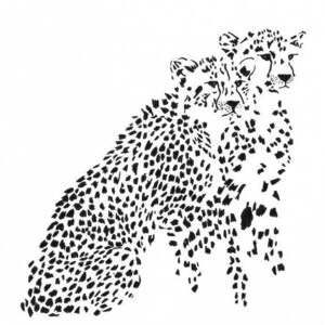2 Cheetahs - Ink Sketch, Ink Drawing, Pen and Ink, Black and White ...