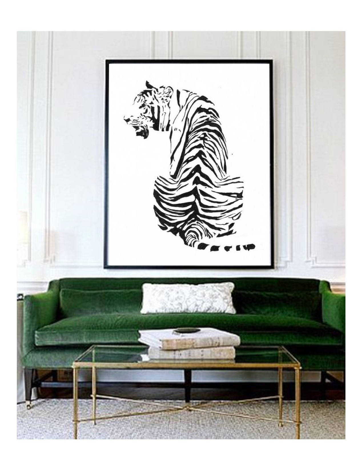 Sitting Tiger - Ink Sketch, Ink Drawing, Pen and Ink, Black and White ...