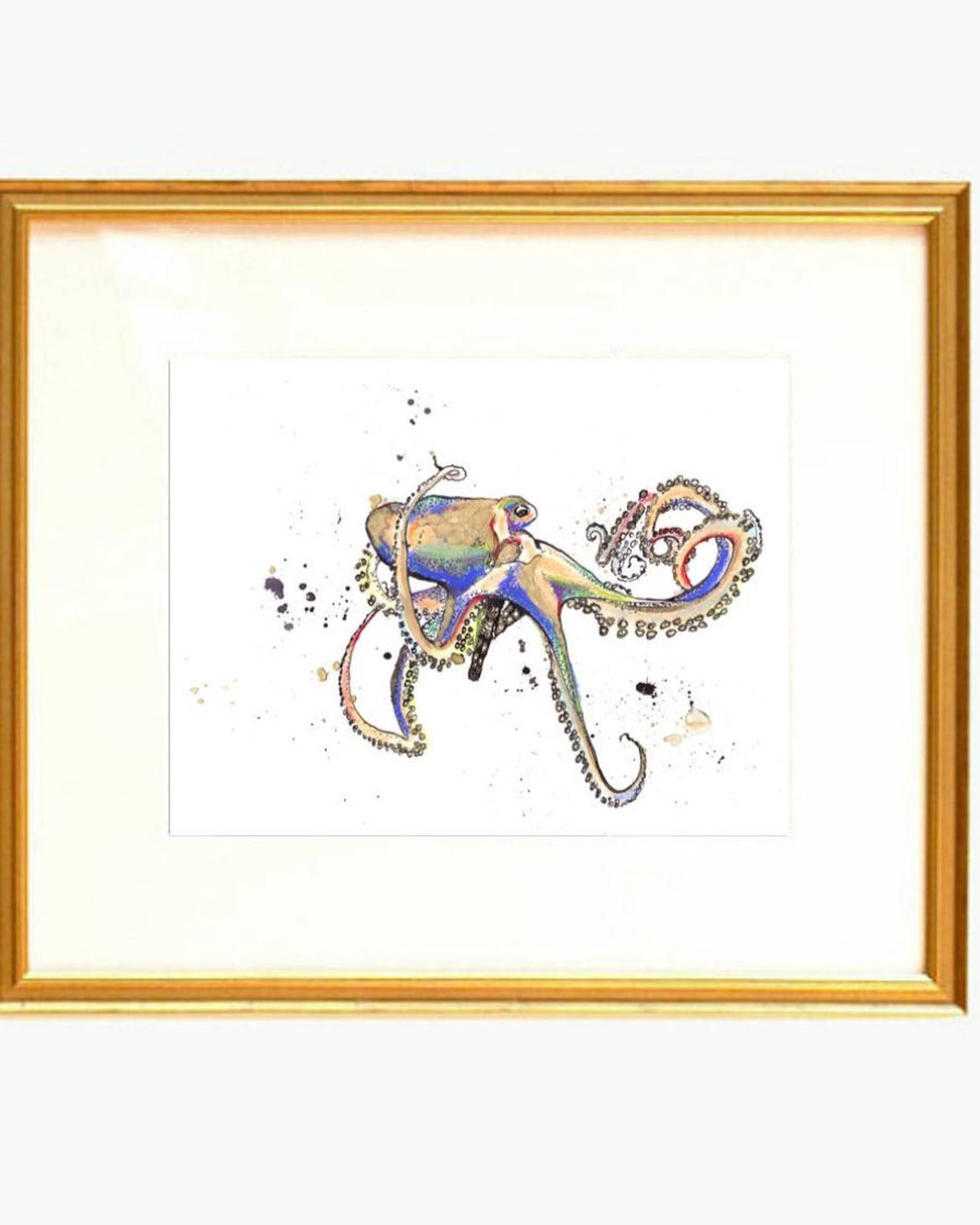 Octopus in Color Ink Sketch Ink Drawing Pen and Ink | Etsy