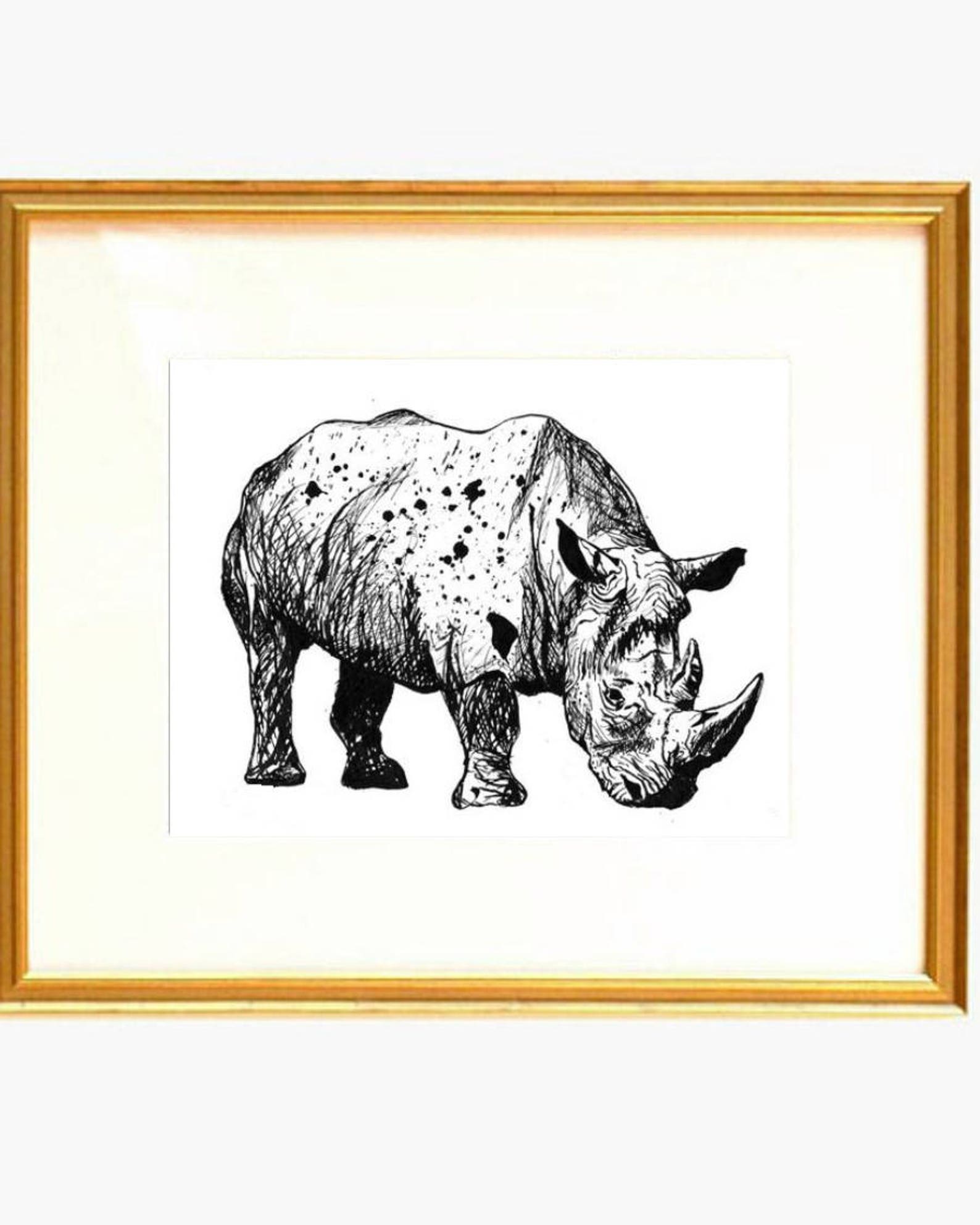 Rhino Ink Sketch Ink Drawing Pen and Ink Black and White - Etsy