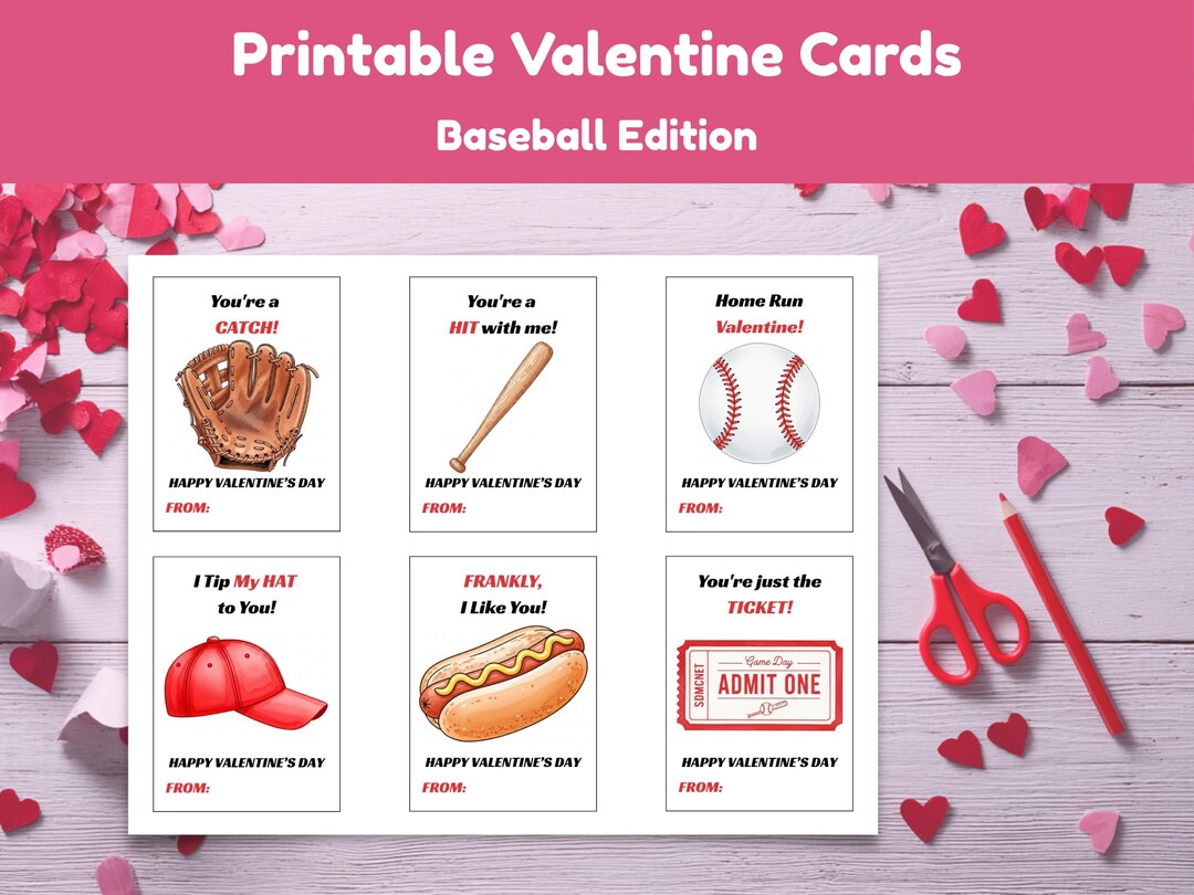Printable Baseball Valentine Cards | Grand Slam Sports Valentine ...