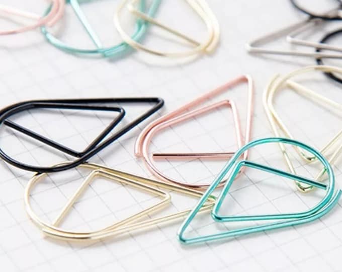 TEARDROP PAPER CLIPS - 5pc, Multiple Colors | Planner Supplies. Gold ...