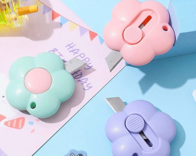 Mini Flower Shape Box Cutter Retractable Utility Knife Craft Cutter ...