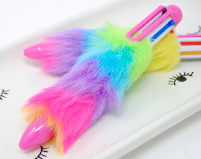 RAINBOW FUR PEN | Multi Color 6-in-1 Pen | Fuzzy Pom Pens | Colorful ...