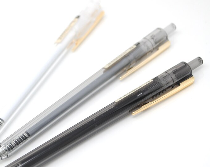 Minimal Clear Gel Pen - 3pc - 0.38mm Tip | Minimalist Aesthetic | Black ...