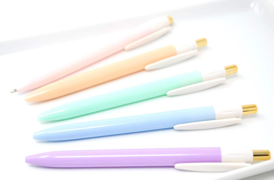Retro Pastel Pen | Gold Metal Details | Smooth Writing Black Ink ...