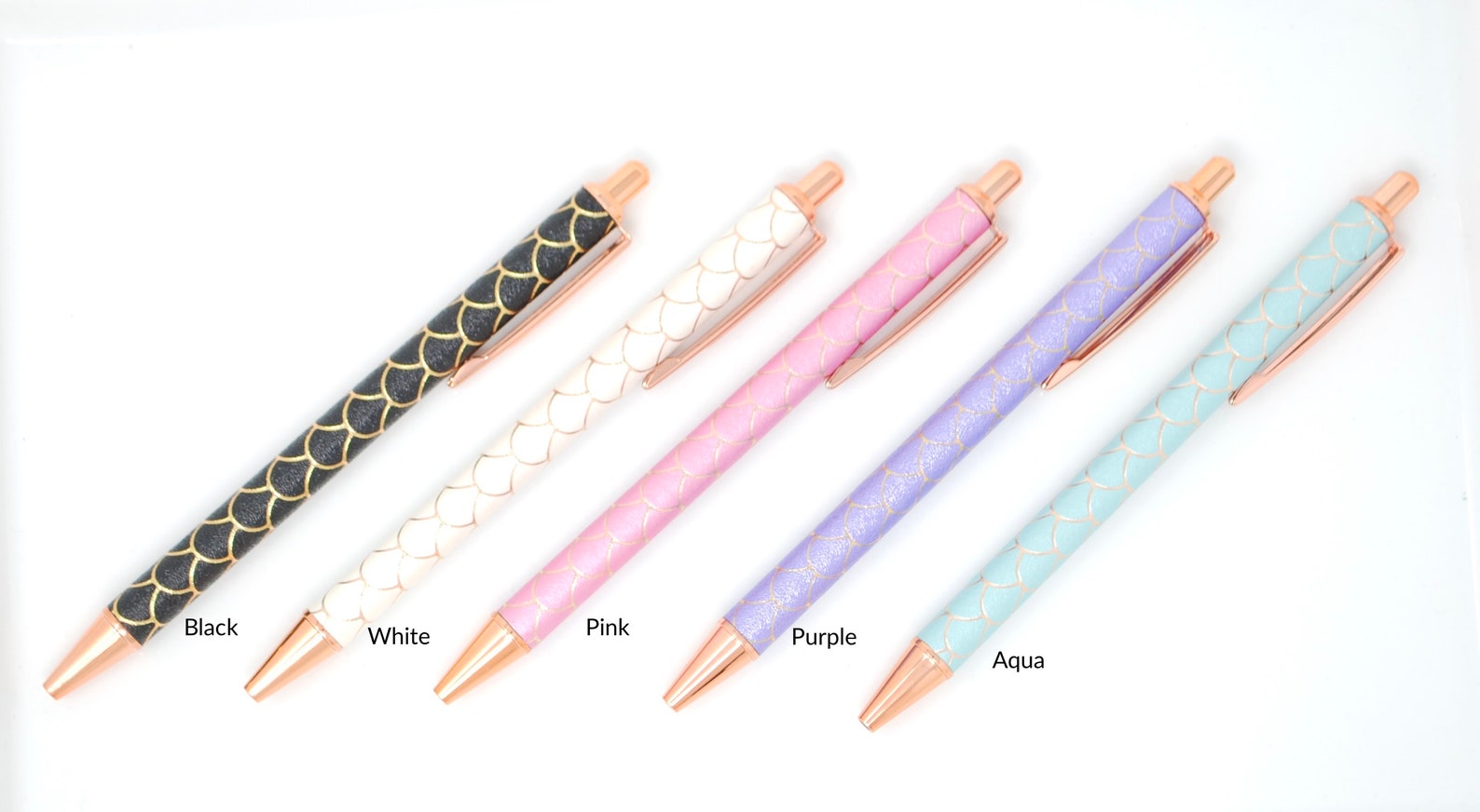 Mermaid Scales Pen: Rose Gold Hardware, Retractable Ballpoint Pen - Etsy