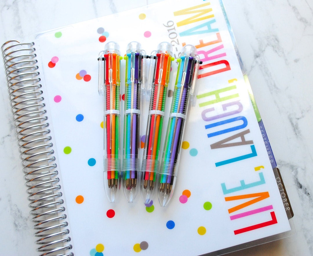 Multi Color Clear 6-in-1 Ball Point Pen | Color Coding Pen for Planners ...