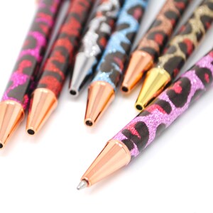 Glitter Animal Print Ballpoint Retractable Pen | Red Purple Rose Gold ...