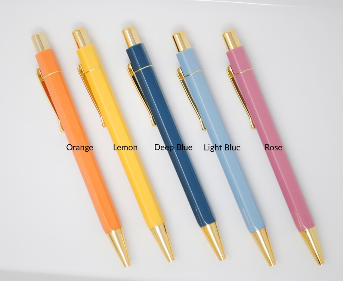 Retractable Pen With Gold Clip Black Ink Ballpoint Pens - Etsy