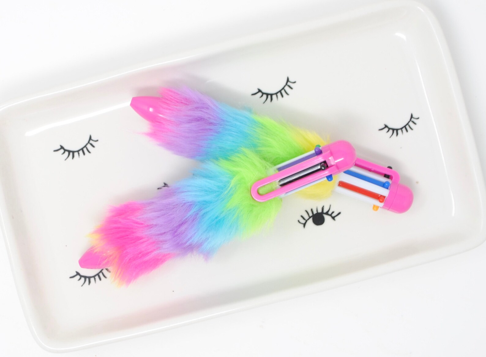 RAINBOW FUR PEN Multi Color 6-in-1 Pen Fuzzy Pom Pens | Etsy