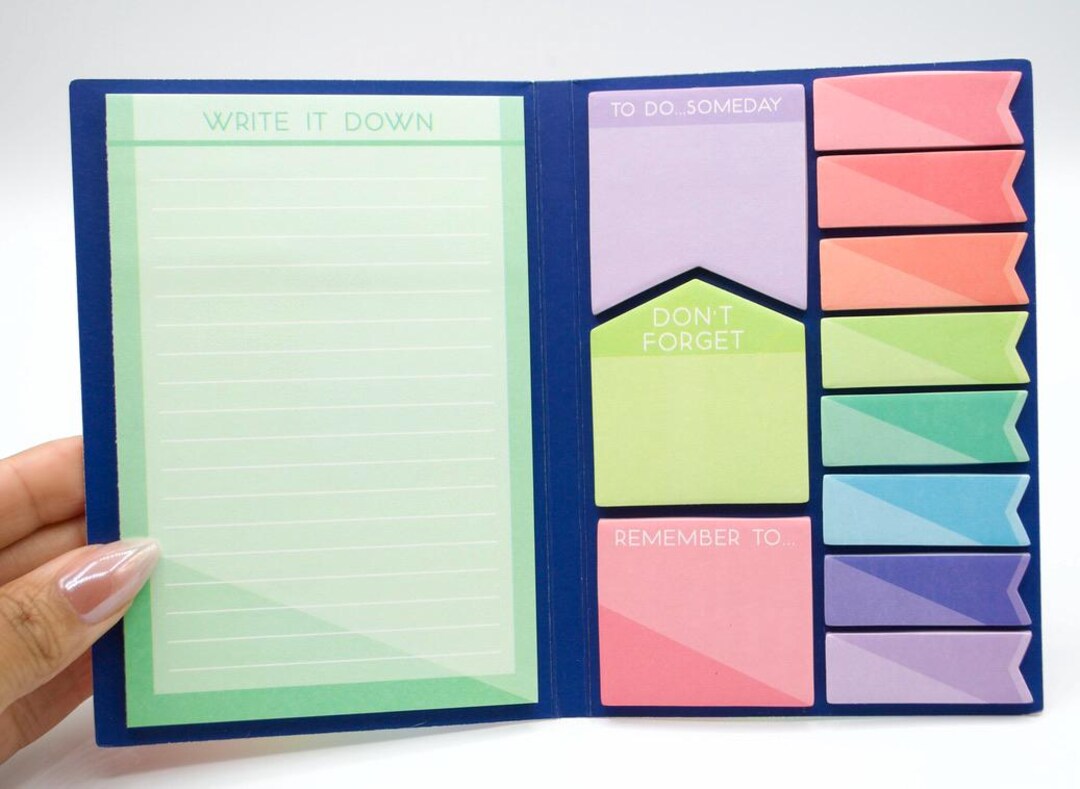 Rainbow Sticky Note Booklet, Notepad With Sticky Notes Tab Page Flags ...