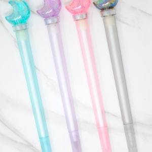 GLASSY CRESCENT MOON Pen 1pc | Iridescent Moon Pen | Pretty Kawaii Pens ...