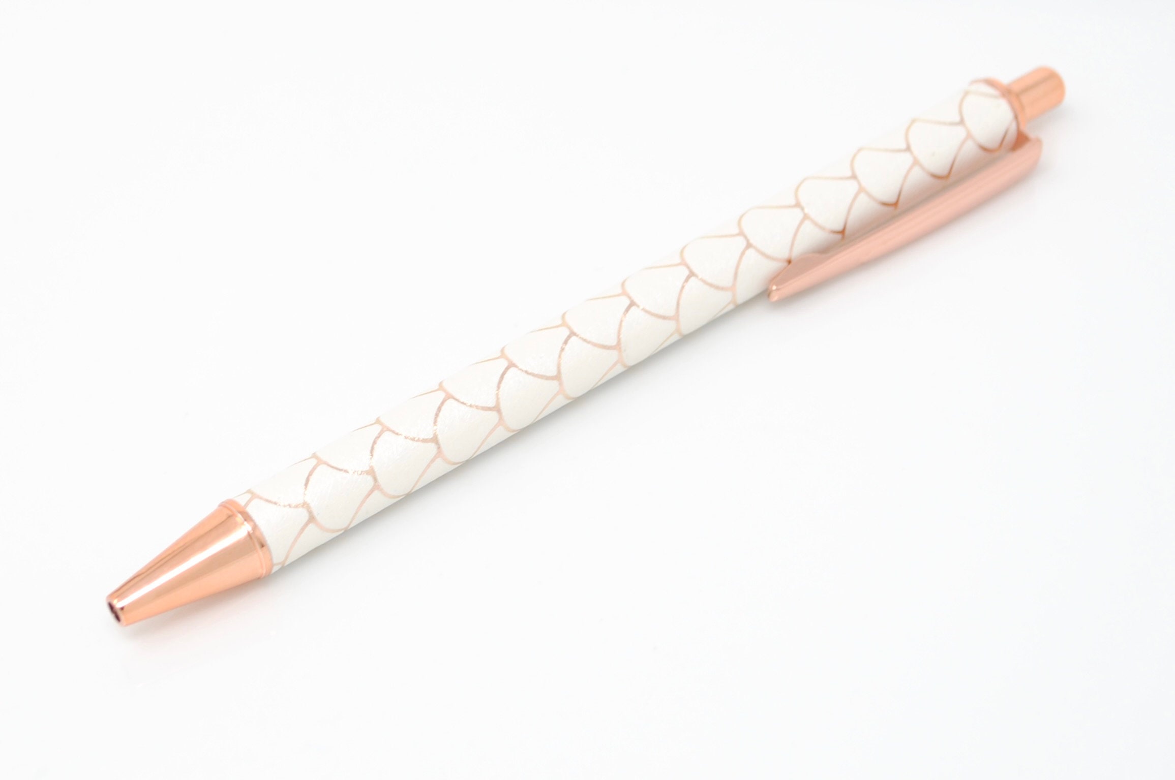 Mermaid Scales Pen: Rose Gold Hardware, Retractable Ballpoint Pen - Etsy