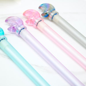 GLASSY CRESCENT MOON Pen 1pc | Iridescent Moon Pen | Pretty Kawaii Pens ...
