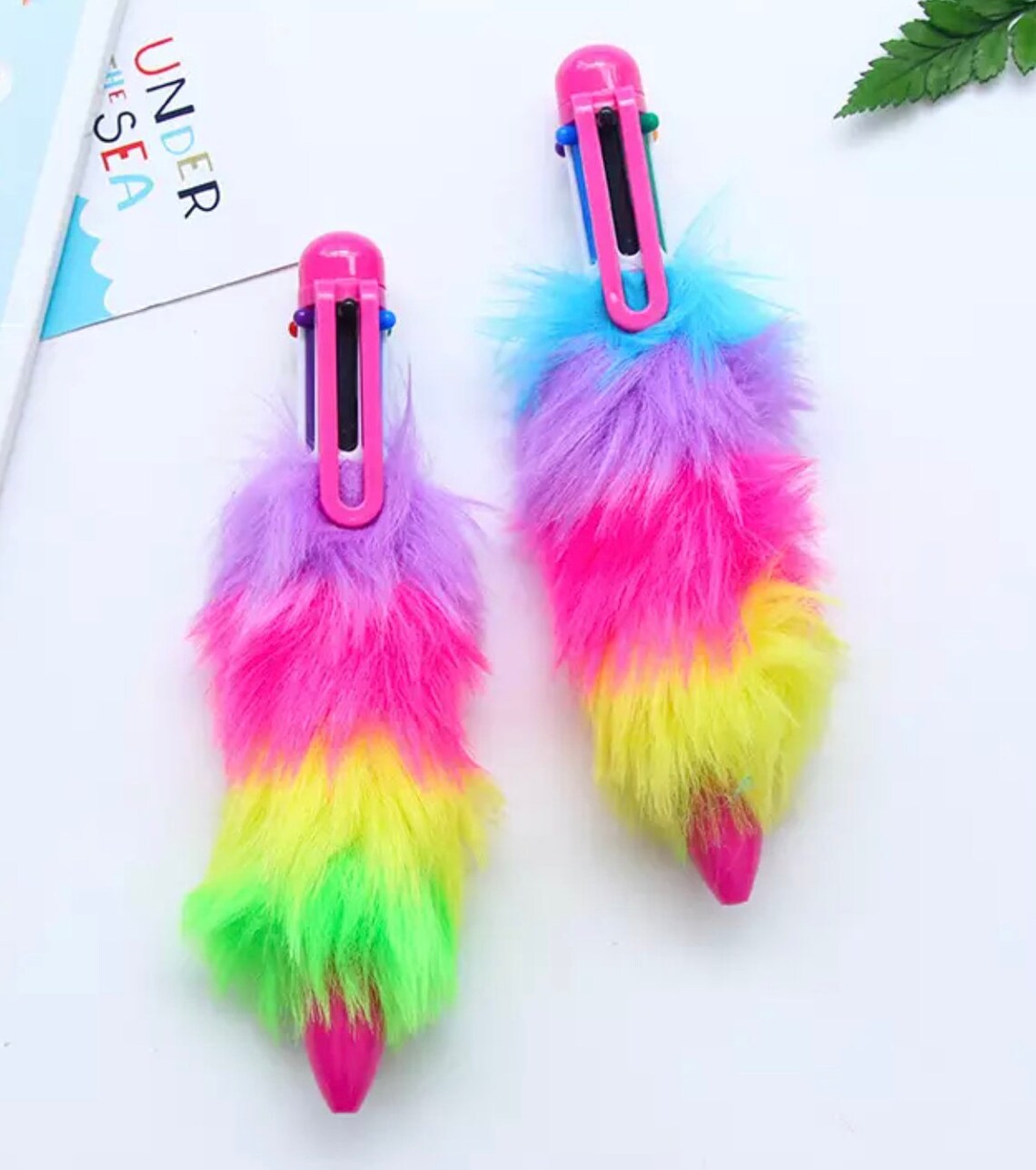 RAINBOW FUR PEN Multi Color 6-in-1 Pen Fuzzy Pom Pens | Etsy
