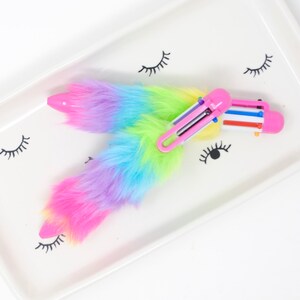 RAINBOW FUR PEN Multi Color 6-in-1 Pen Fuzzy Pom Pens Colorful Kawaii ...