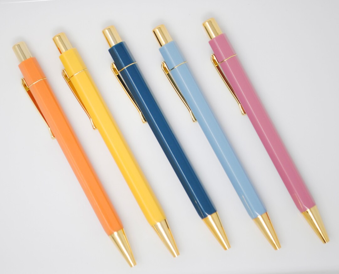 Retractable Pen With Gold Clip Black Ink Ballpoint Pens Minimalist ...