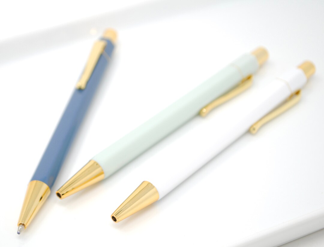 Hexagon PASTEL & GOLD Pen | Smooth Writing Black Ink Pen W/ Gold Clip ...