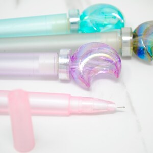 GLASSY CRESCENT MOON Pen 1pc | Iridescent Moon Pen | Pretty Kawaii Pens ...