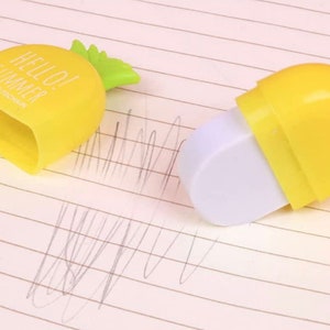MINI PINEAPPLE ERASER School Pencil Pine Apple Eraser Cute Fruit ...