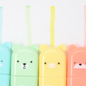 Pastel Teddy Bear Highlighters, Mini Stationery Markers - Set of 6 - Etsy