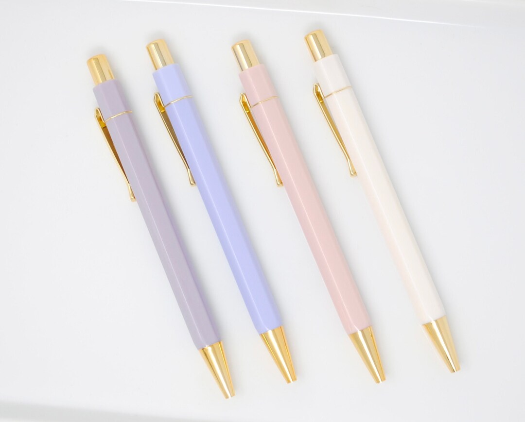 Pastel Hexagon Gold Clip Pen Pretty Ballpoint Pens Minimalist Pastel ...