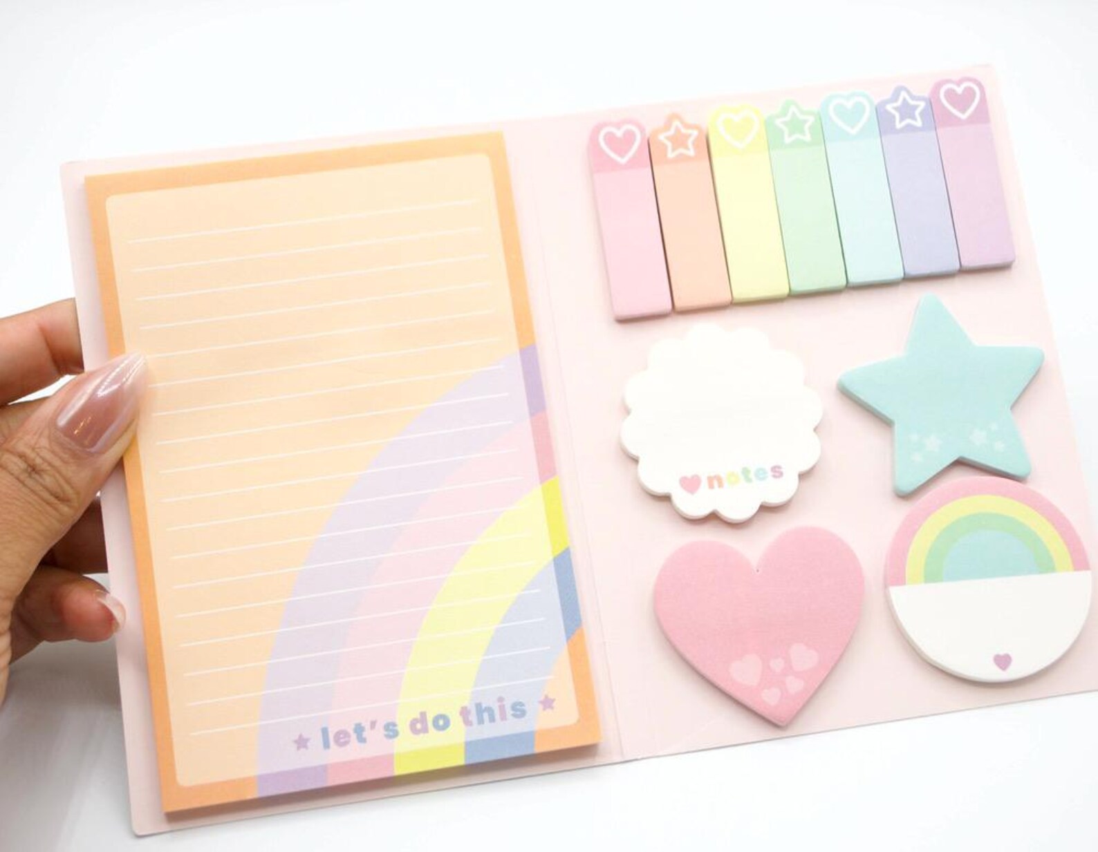 Pastel Rainbow Sticky Note Booklet, Kawaii Sticky Notes Tab Flags ...