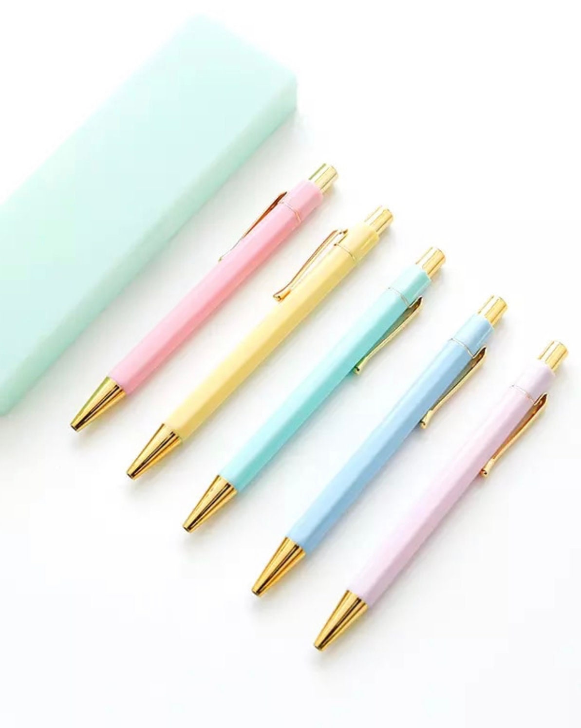 Pastel Hexagon Pen With Gold Clip | Minimalist Retractable Pens, Kawaii ...