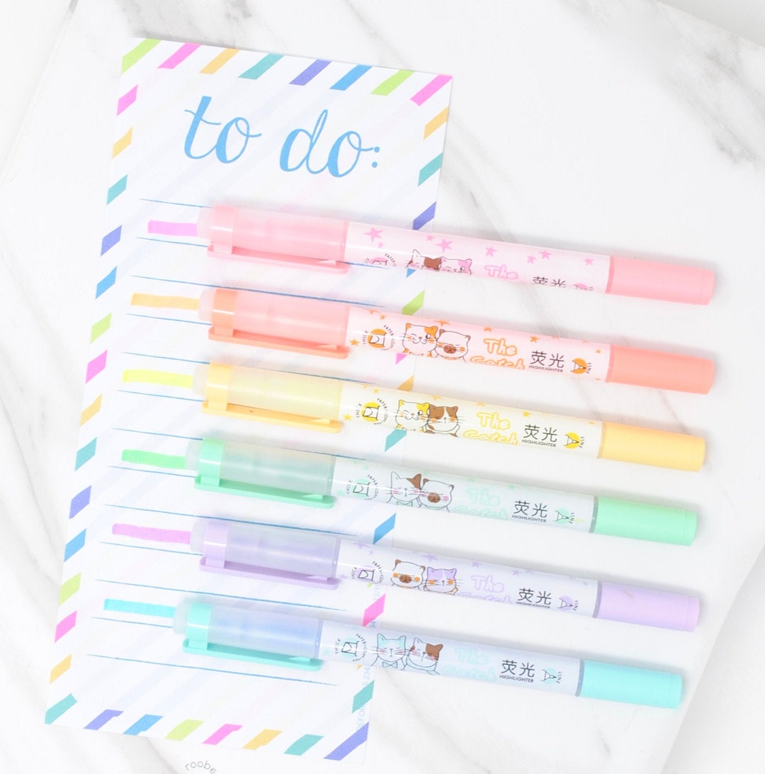 HIGHLIGHTER SET | Pastel Double Ended Highlighters | Cute Cartoon ...