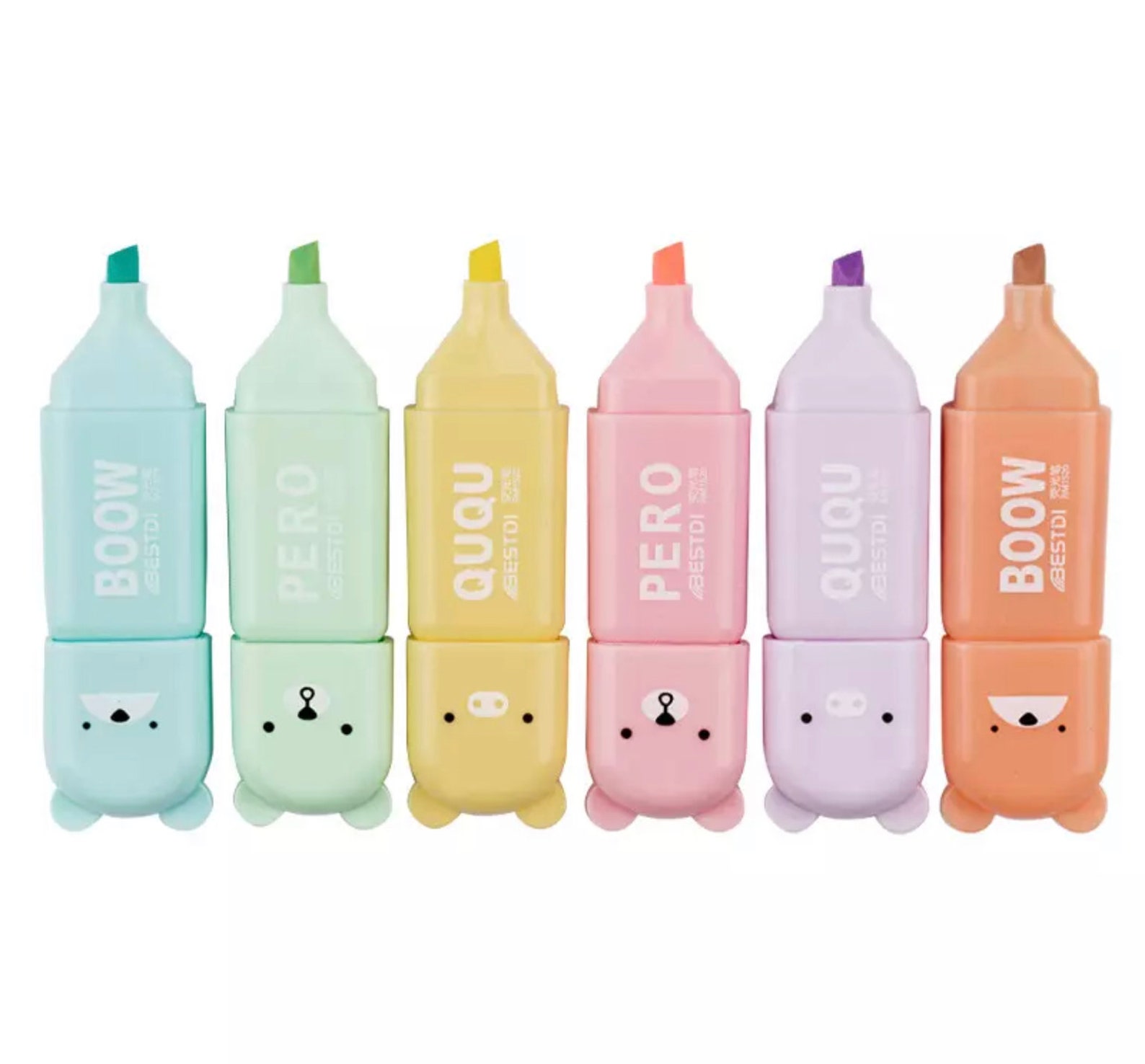 Pastel Teddy Bear Highlighters, Mini Stationery Markers - Set of 6 - Etsy