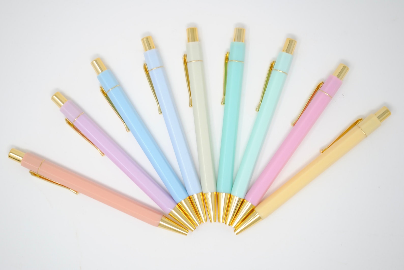 Pastel Hexagon Pen With Gold Clip | Minimalist Retractable Pens, Kawaii ...