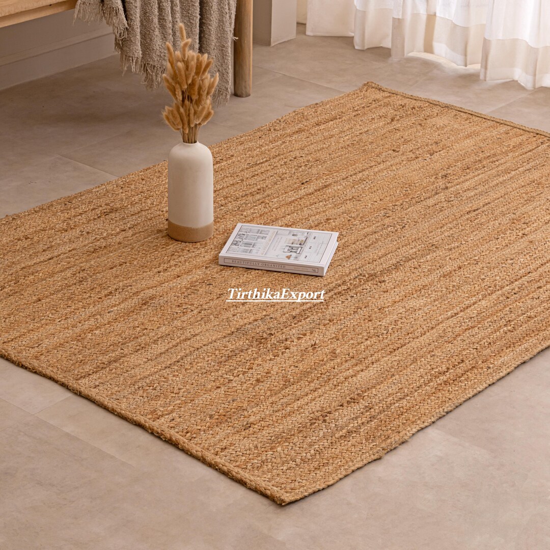 Natural Jute Rug, Jute Braided Rug, Bohemian Jute Rug, Square Jute Rug ...
